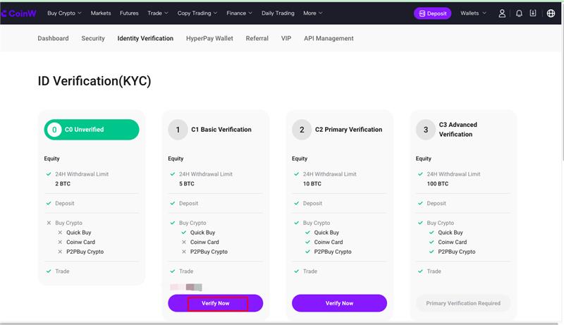 About the operation process of real-name authentication – CoinW