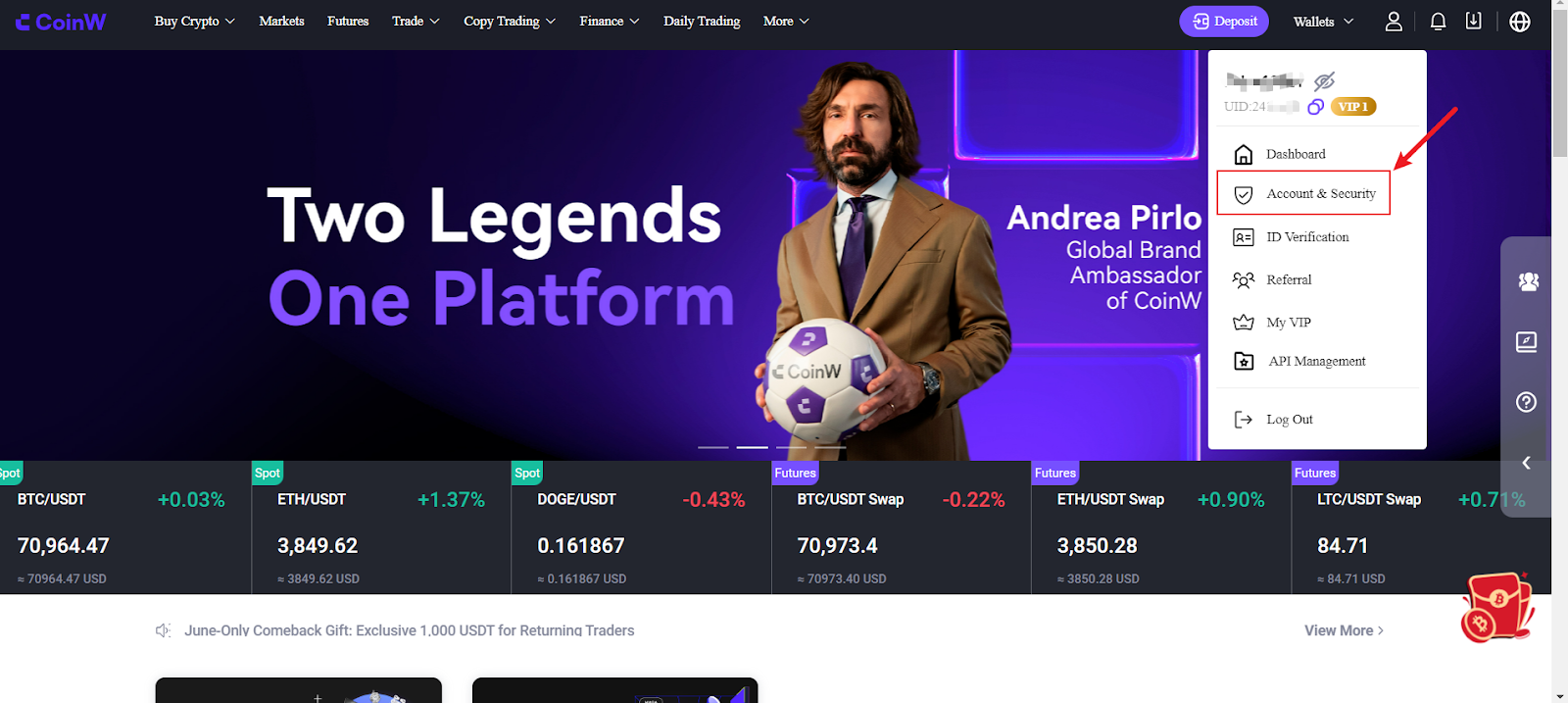 Operation Process for Modifying and Forgetting Login Password – CoinW